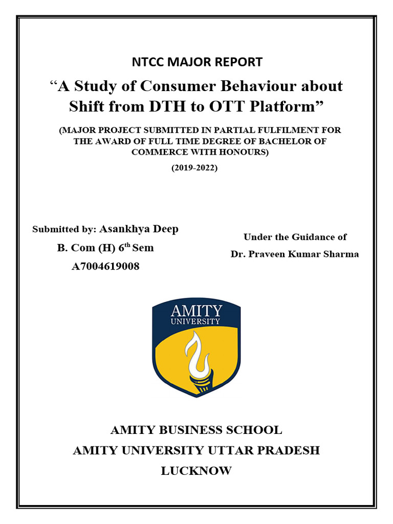 Shift from DTH to OTT: Consumer Study | PDF | Video On Demand ...