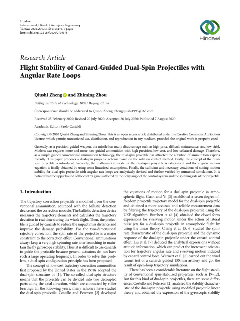 Flight Stability of Canard-Guided Dual-Spin Projectiles With1 | PDF ...