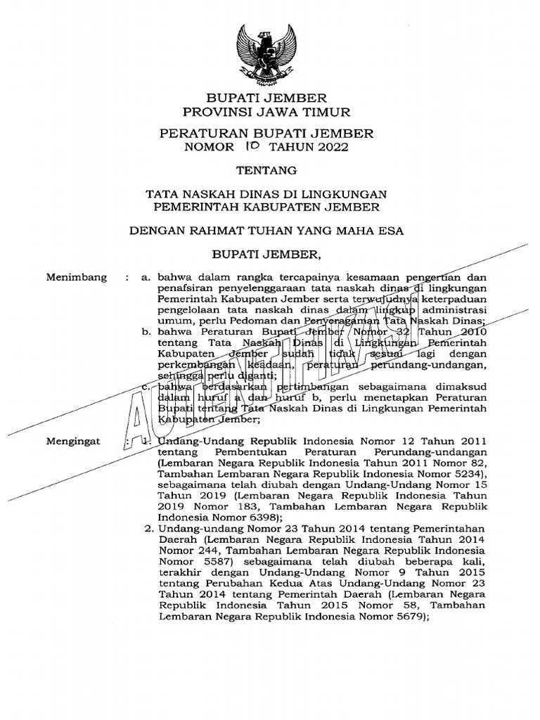 Aturan Stempel dan Naskah Dinas Jember | PDF