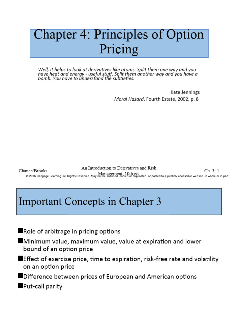 Chapter 4 Principles of Option Pricing | PDF | Option (Finance) | Moneyness