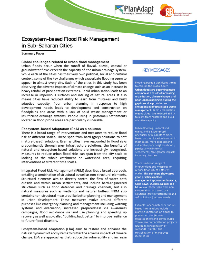 Ecosystem Based Flood Risk Management Summary Final | PDF | Flood ...