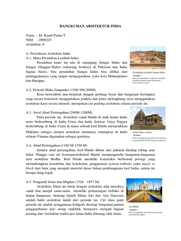 M. Kamil Pasha T - Tugas S4 - RANGKUMAN ARSITEKTUR INDIA | PDF | Seni | Sejarah