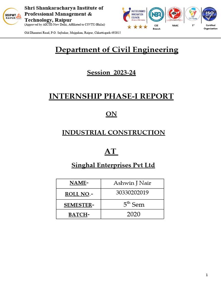 Internship Report on Industrial Construction | PDF | Concrete | Foundation (Engineering)