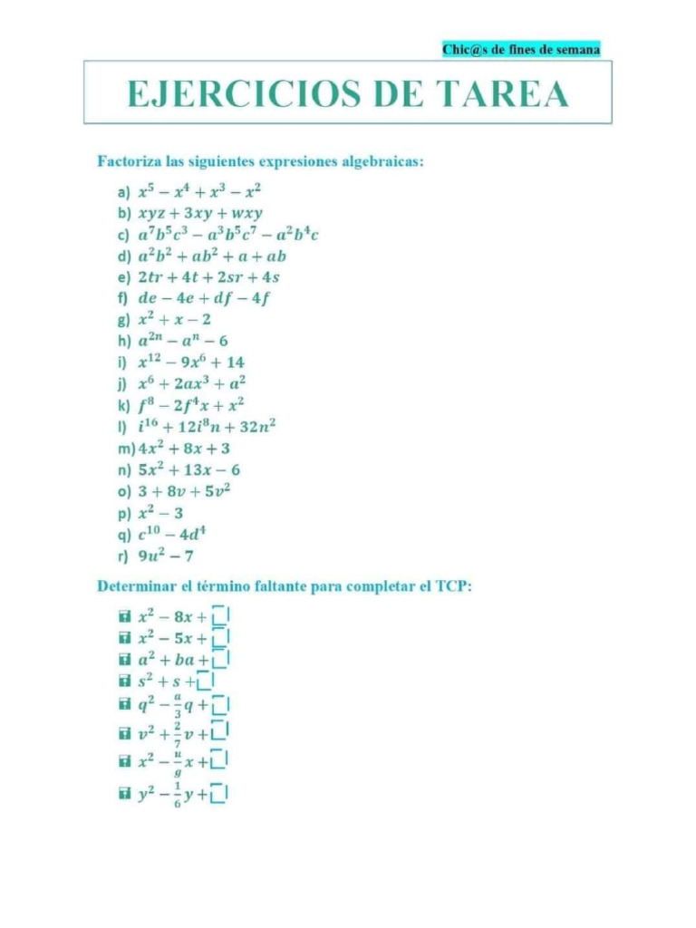 Trinomio Cuadrado Perfecto | PDF