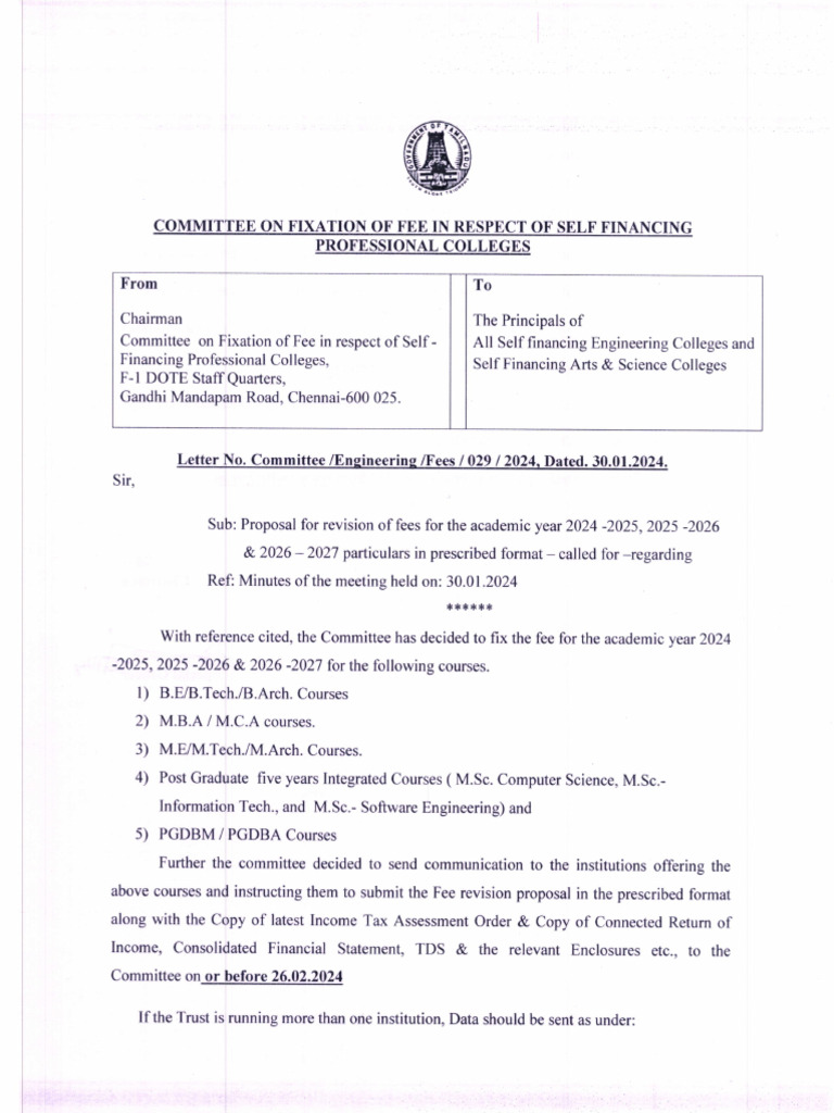 Fee Revision Letter - Engineering - 0001 | Download Free PDF ...