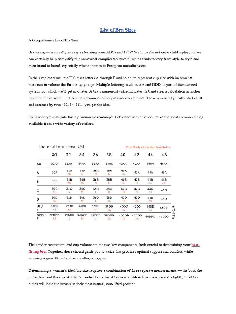 Understanding Bra Size Basics | PDF | Bra | Corset