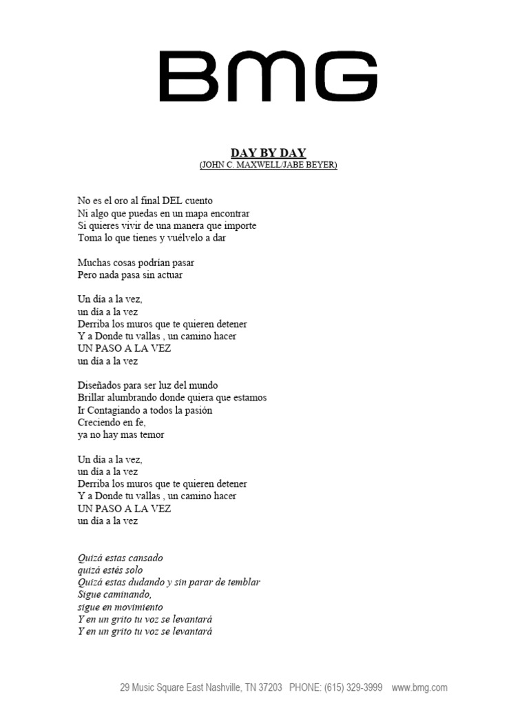 Day by Day Lyrics | PDF