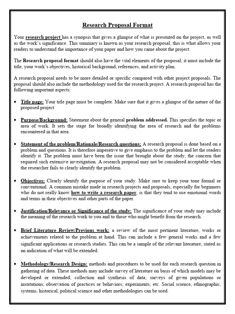 Research Proposal Format | PDF | Methodology | Cognition