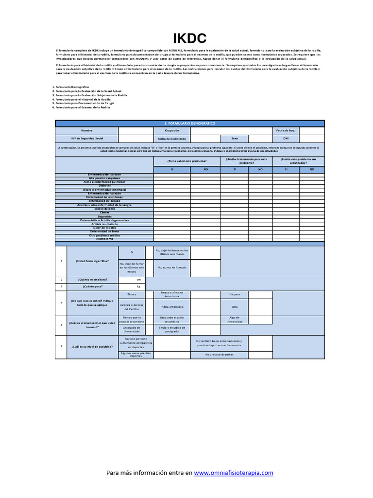 IKDC | PDF | Rodilla | Medicina CLINICA