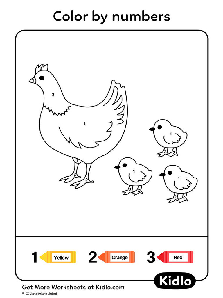 Color by Numbers Animals Worksheet 04 | PDF
