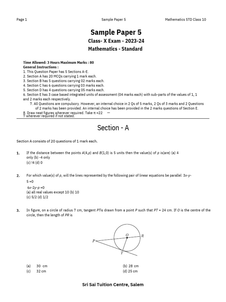 Class 10 Math Exam Prep | PDF | Circle | Area