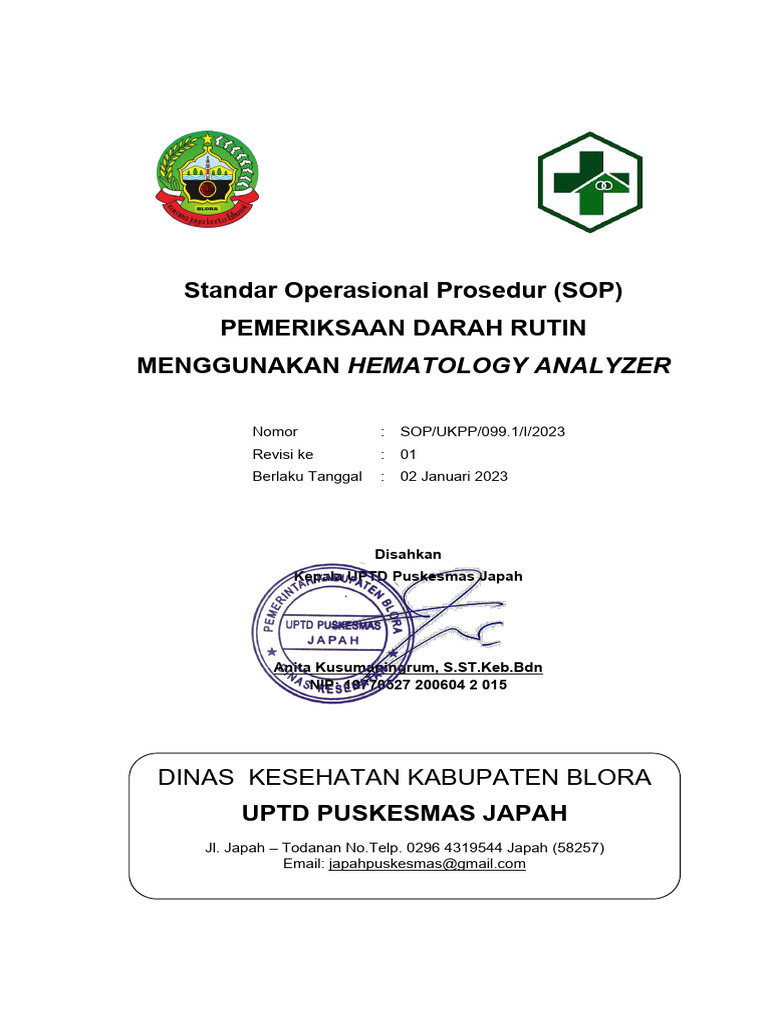 Sop Darah Rutin | PDF