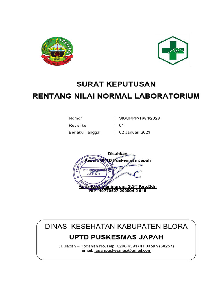SK Rentang Nilai Normal Lab | PDF | Sains & Matematika