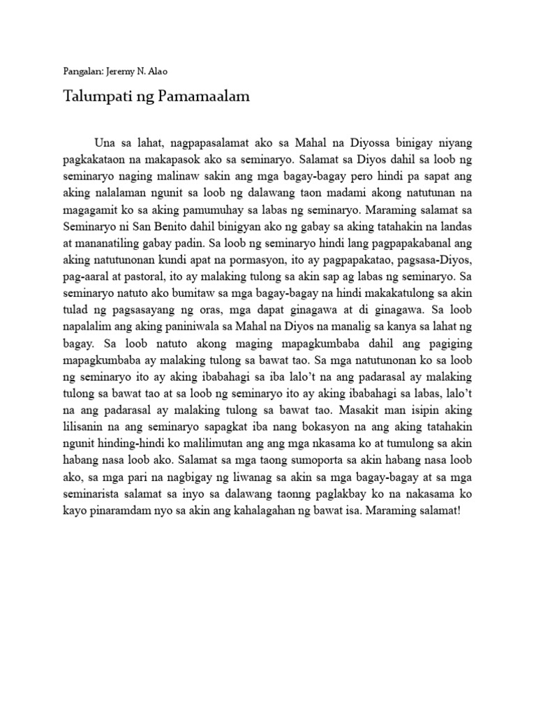 Talumpati NG Pamamaalam | PDF