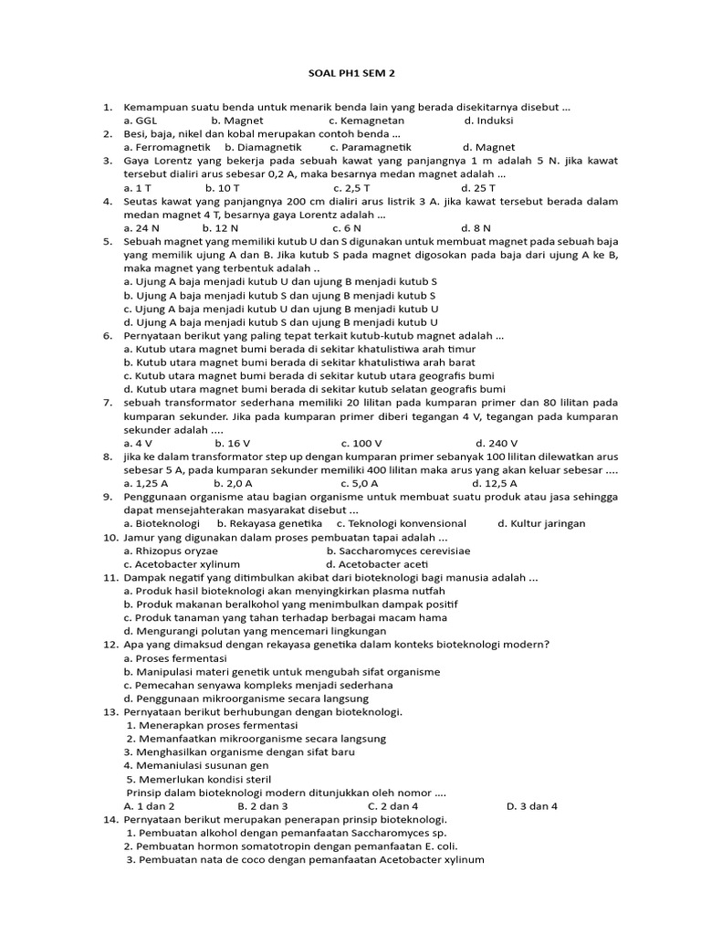Soal PH1 2024 | PDF | Sains & Matematika
