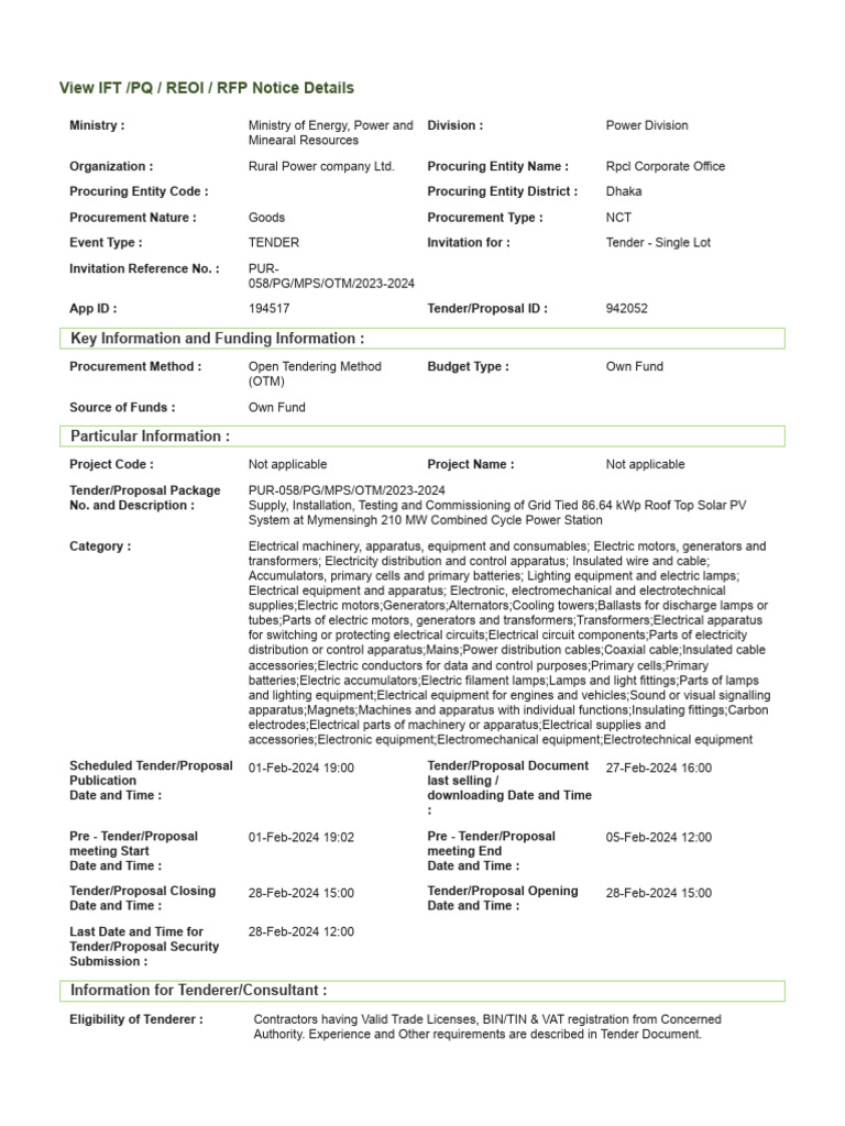 Notice - Solar Tender - 240205 - 123041 | PDF | Electricity | Electric ...