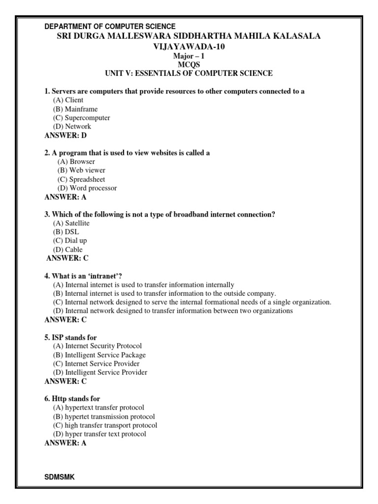 MAJOR-1 MCQS | PDF | Internet Protocol Suite | Malware