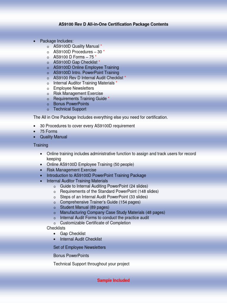AS9100 Rev D All in One Sample | PDF | Quality Management System | Audit