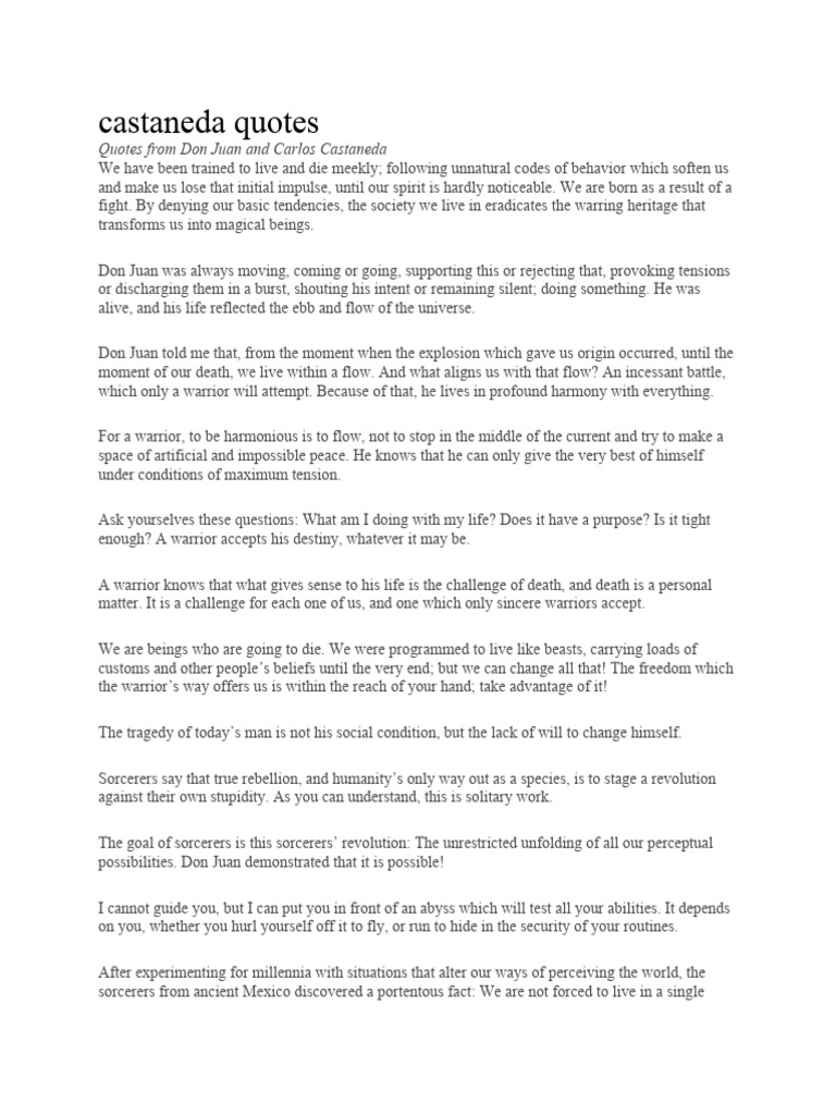 Castaneda Quotes | Download Free PDF | Knowledge | Perception