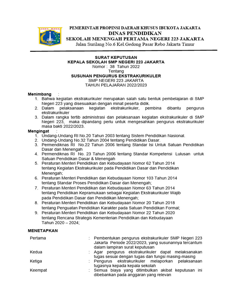 Ekskul SK 2022-2023 | PDF