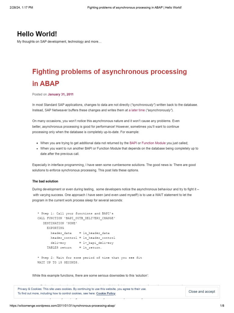 Fighting Problems of Asynchronous Processing in ABAP - Hello World! | PDF | Computer Science ...