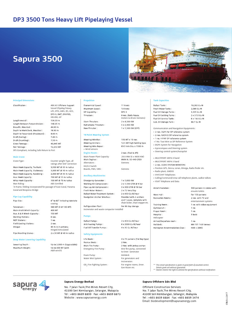 Sapura 3500 | PDF | Crane (Machine) | Manufactured Goods