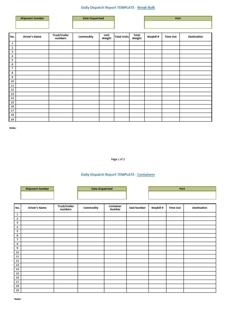 5.9.7 Daily Dispatch Report Template | PDF