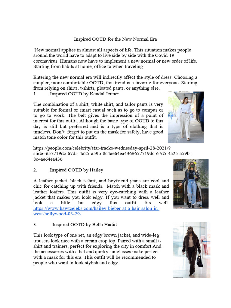 Inspired OOTD For The New Normal Era | PDF | Clothing | Trousers
