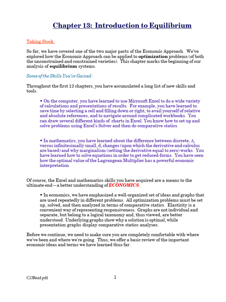 Introduction To Equilibrium Pdf Economic Equilibrium Mathematical Optimization