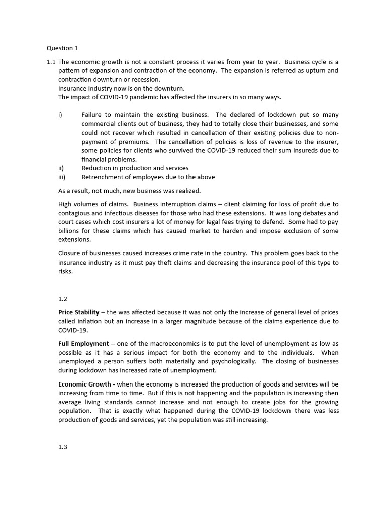 Assignment | PDF | Recession | Insurance