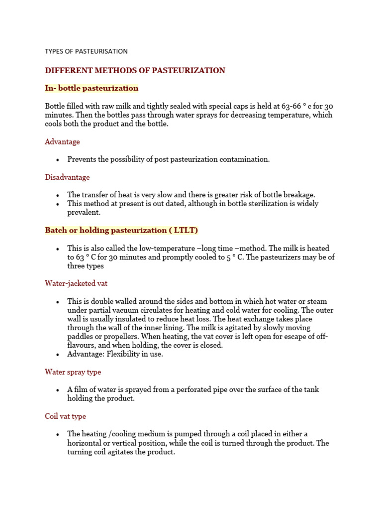 Types of Pasteurisation | PDF | Melting Point | Phase (Matter)