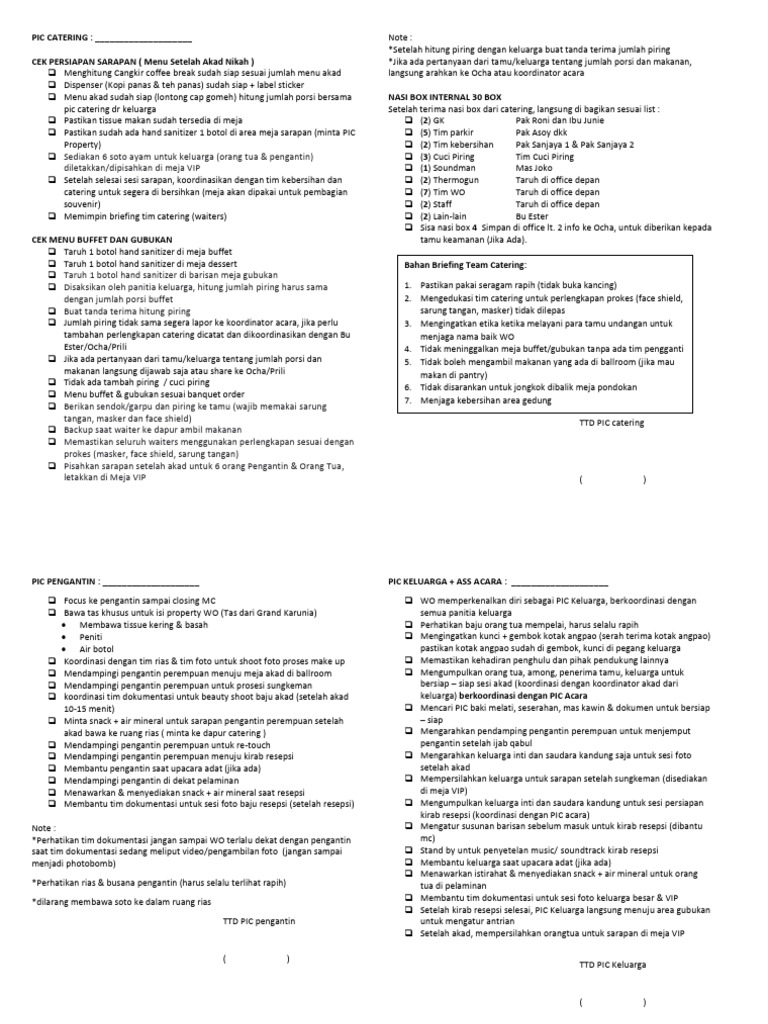 WO Checklist & Jobdesk 09-10-2021 PDF | PDF