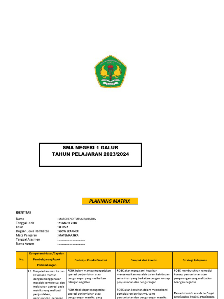 Rencana Pembelajaran Siswa Slow Learner | PDF