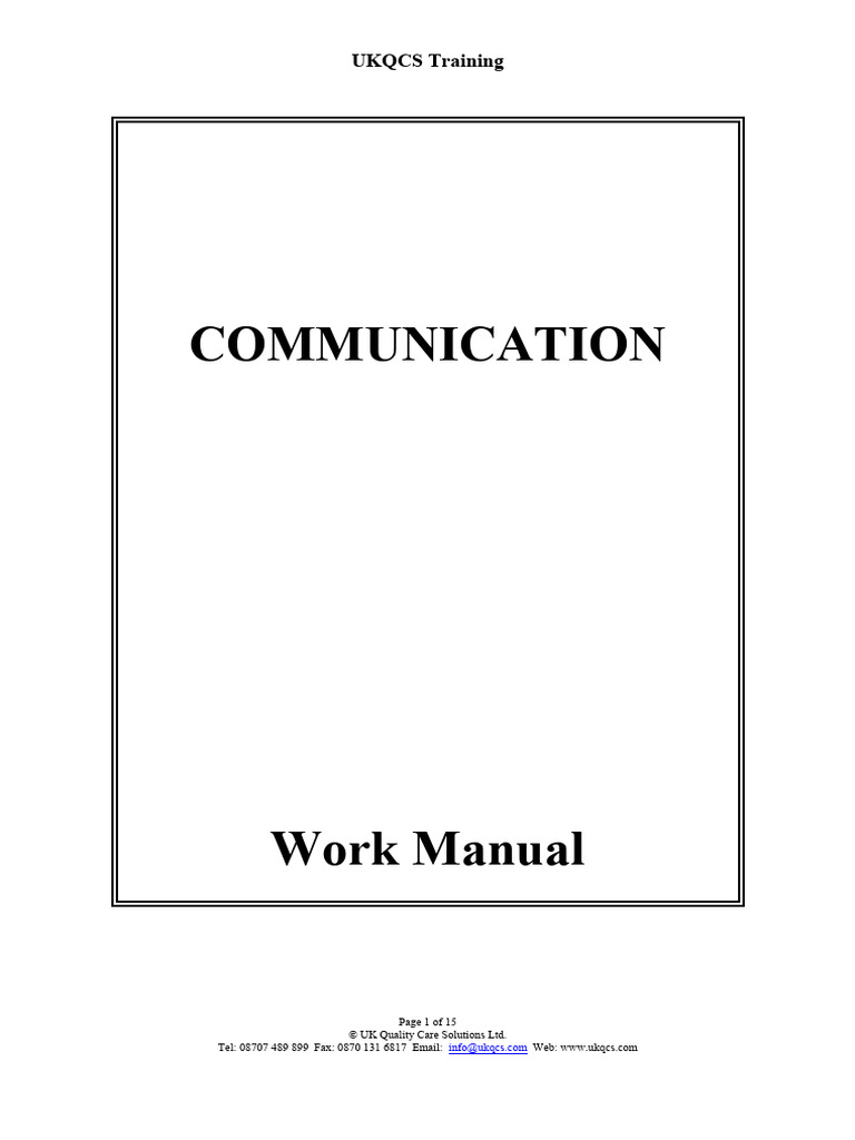 Induction Workbook Communication | PDF | Nonverbal Communication ...