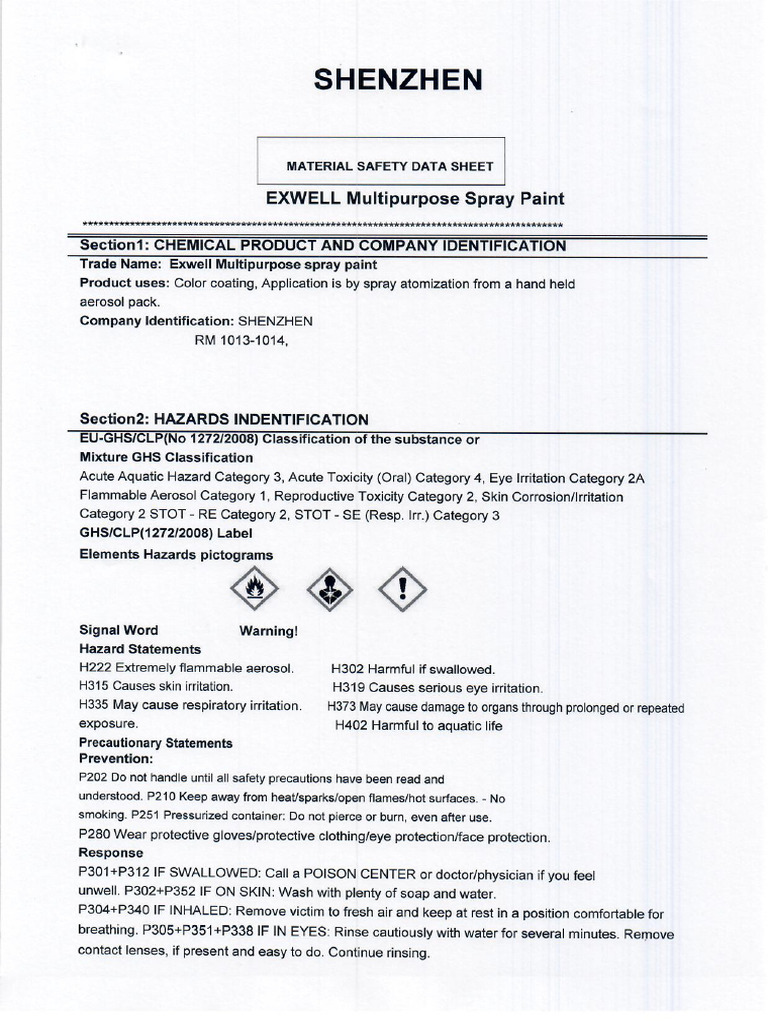 3 - MSDS Spray Paint Exwell C | PDF