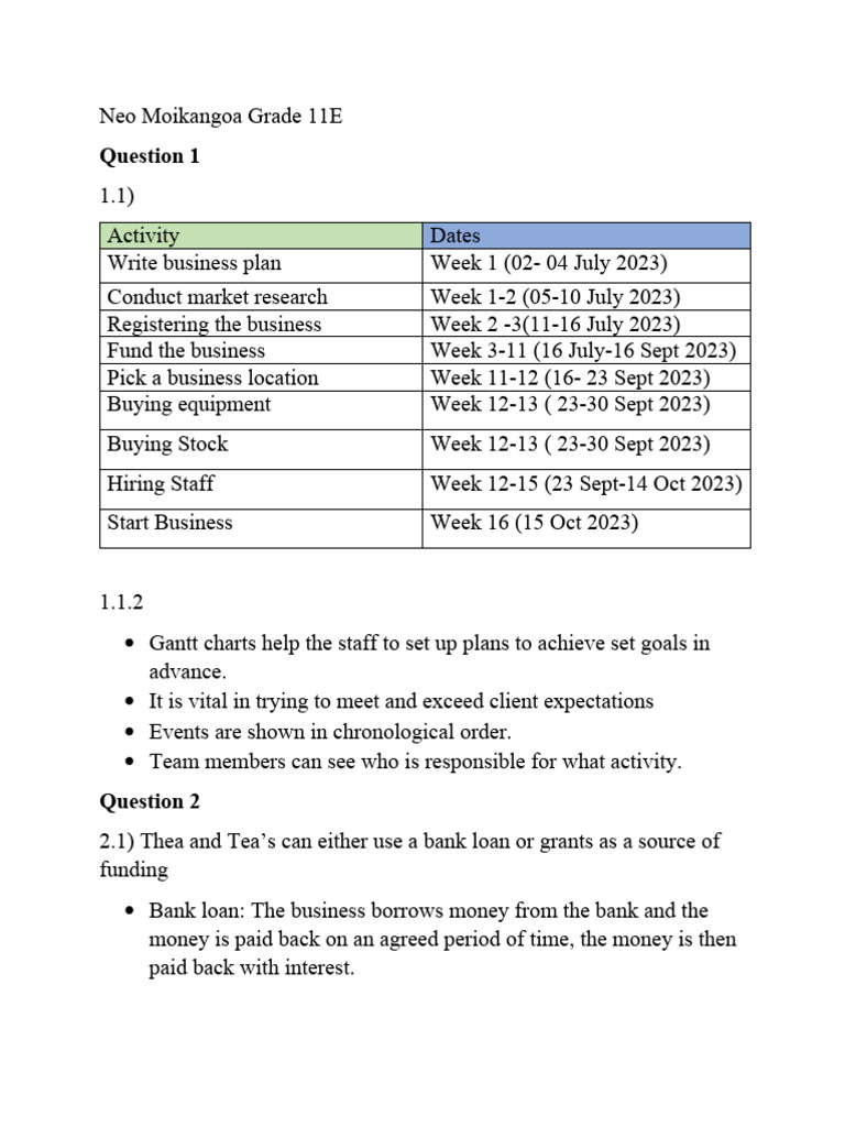 Grade 11 Business Project Overview | PDF | Nonprofit Organization ...