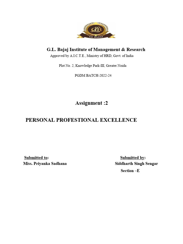 Siddharth 2ND ASSIGNMENT | Download Free PDF | Leadership | Goal