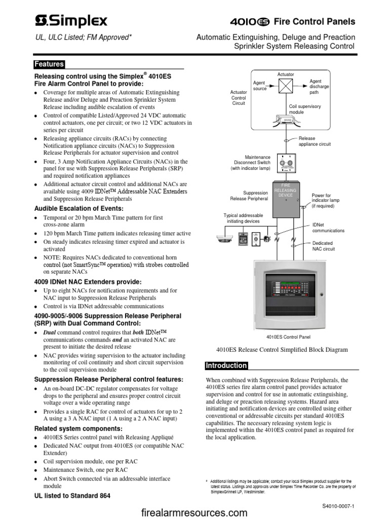 Simplex 4010 Series | PDF | Fire Sprinkler System | Switch