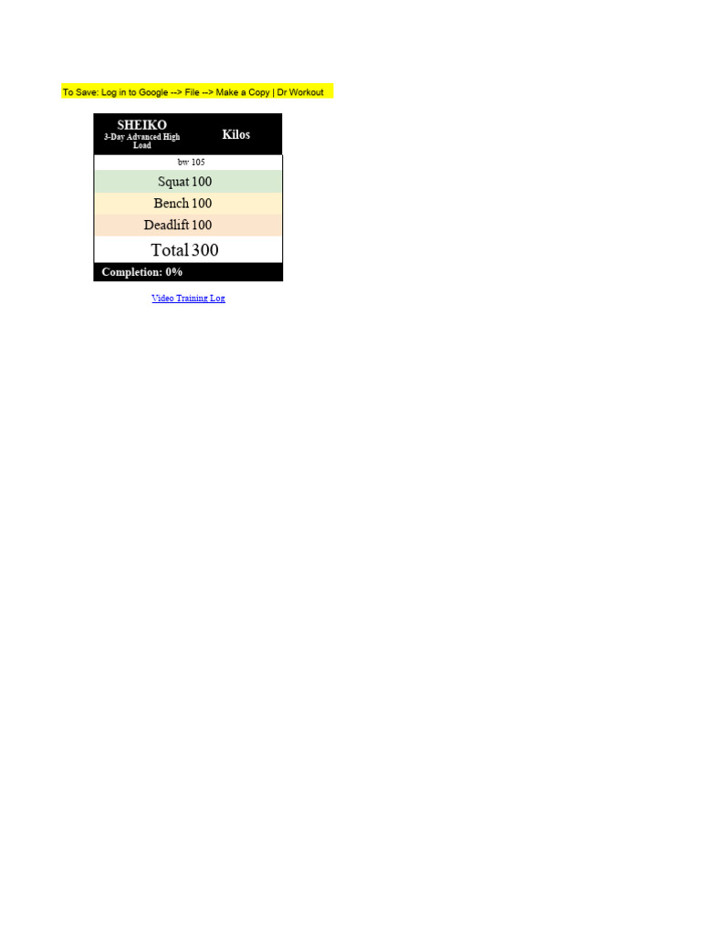 3-Day Advanced High Load (16week) - DR Workout | PDF | Sports Science ...