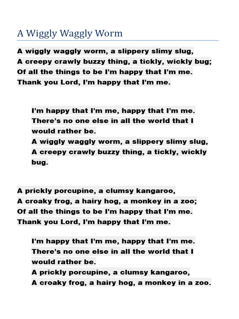 A Wiggly Waggly Worm | PDF