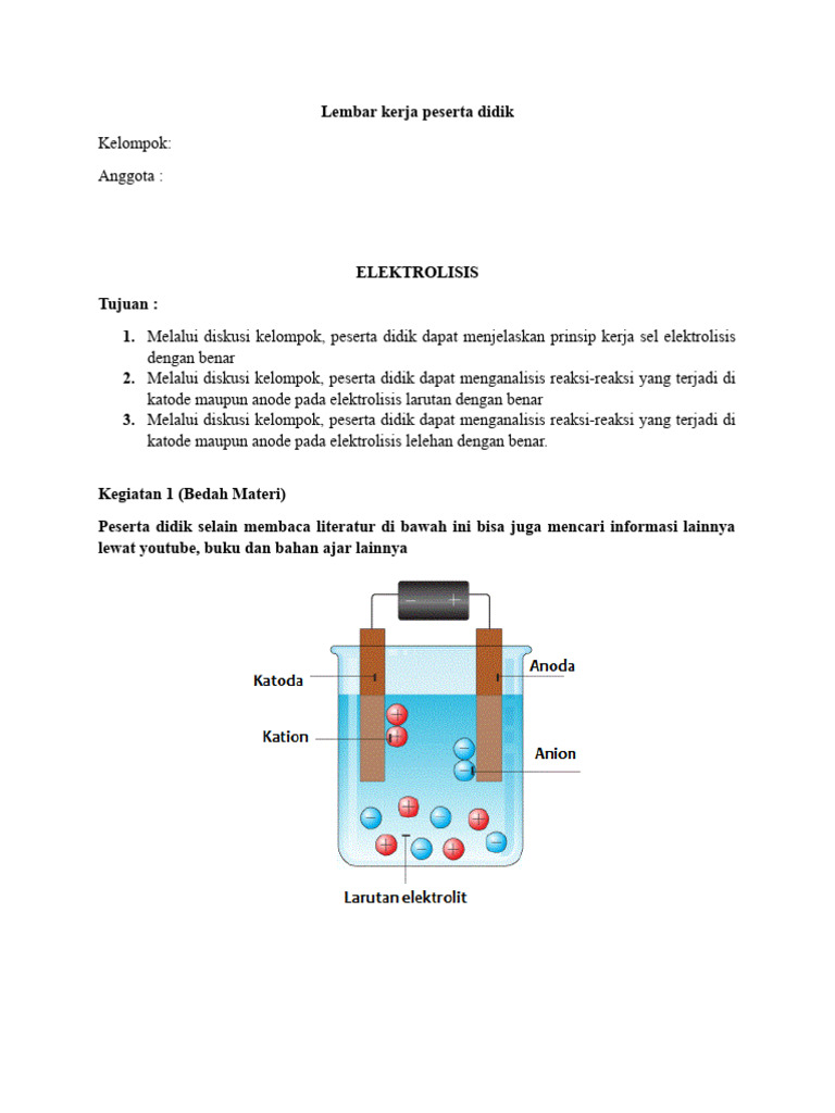 LKPD Elektrolisis | PDF | Metode & Bahan Ajar