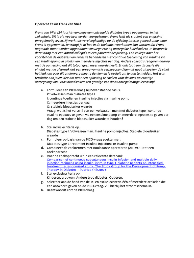 Opdracht Casus Frans Van Vliet | PDF