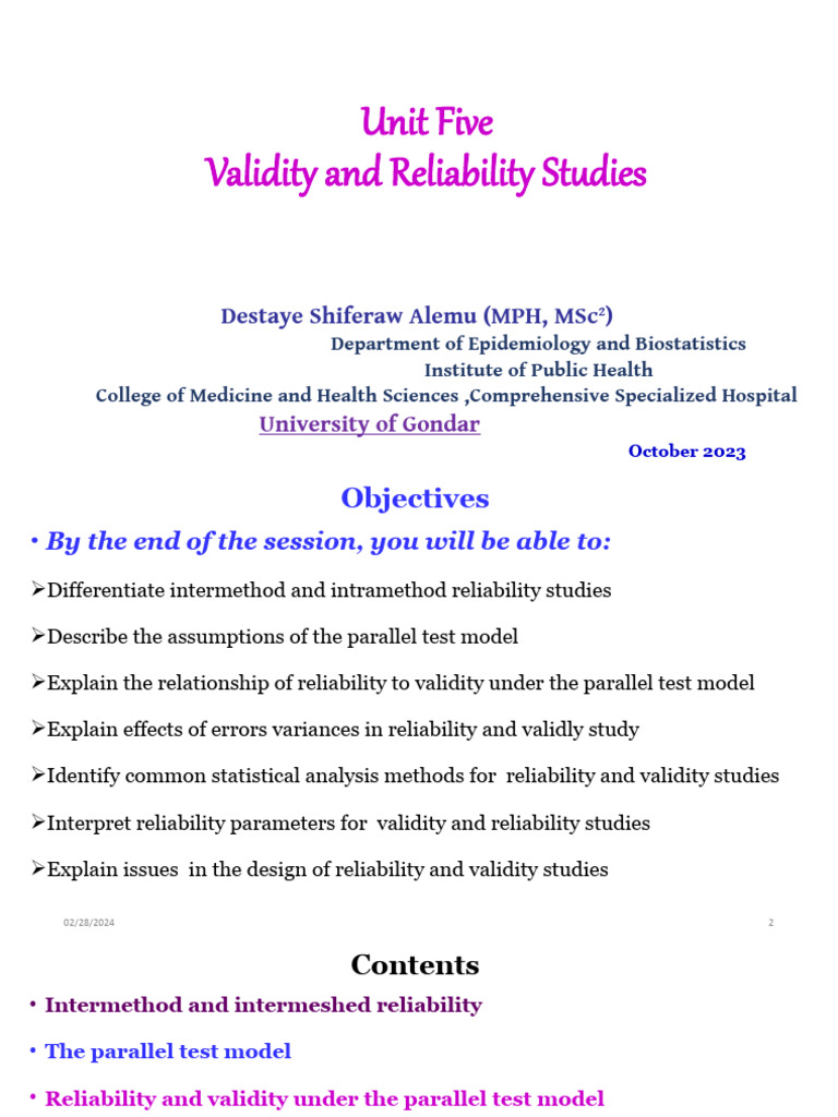 6 Validity and Reliability Studies - 1 | PDF | Bias Of An Estimator ...