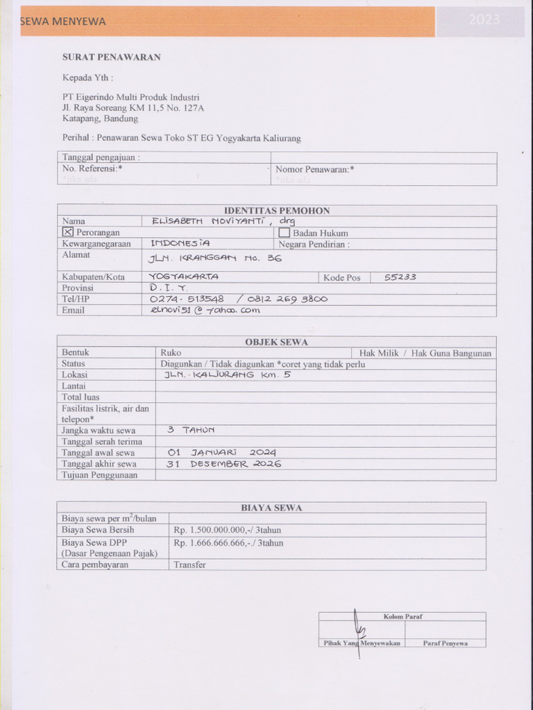 Surat Penawaran Eiger | PDF