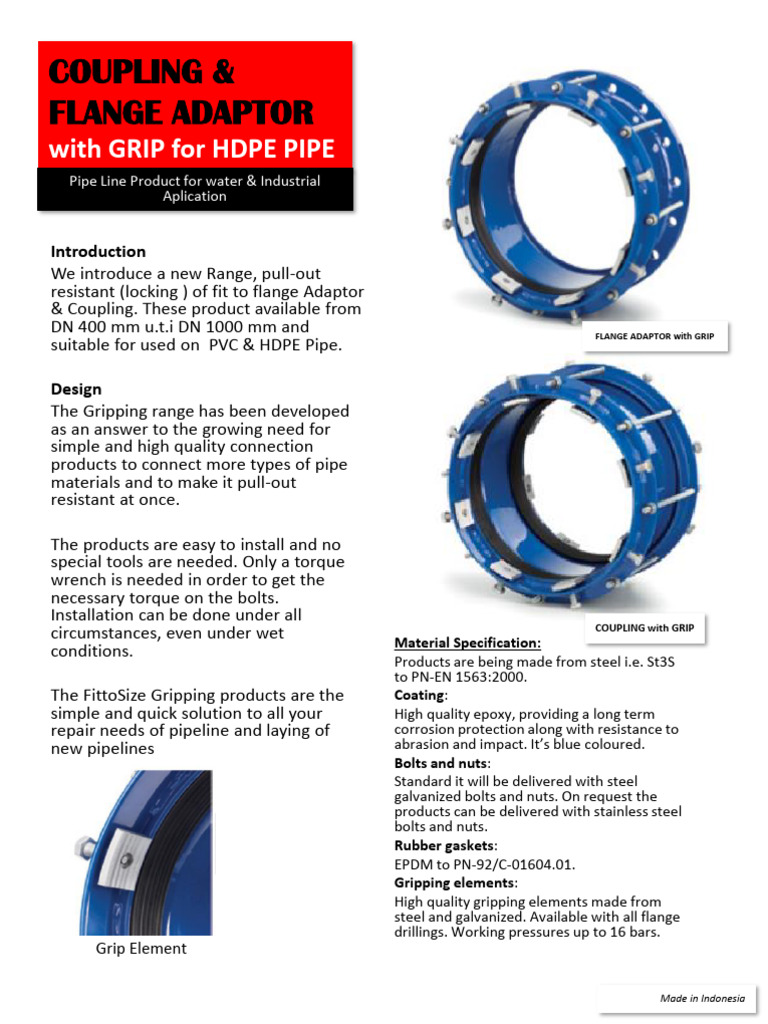 Flange Adaptor & Coupling With Grip For Hdpe Pipe-1 | PDF | Pipe (Fluid ...