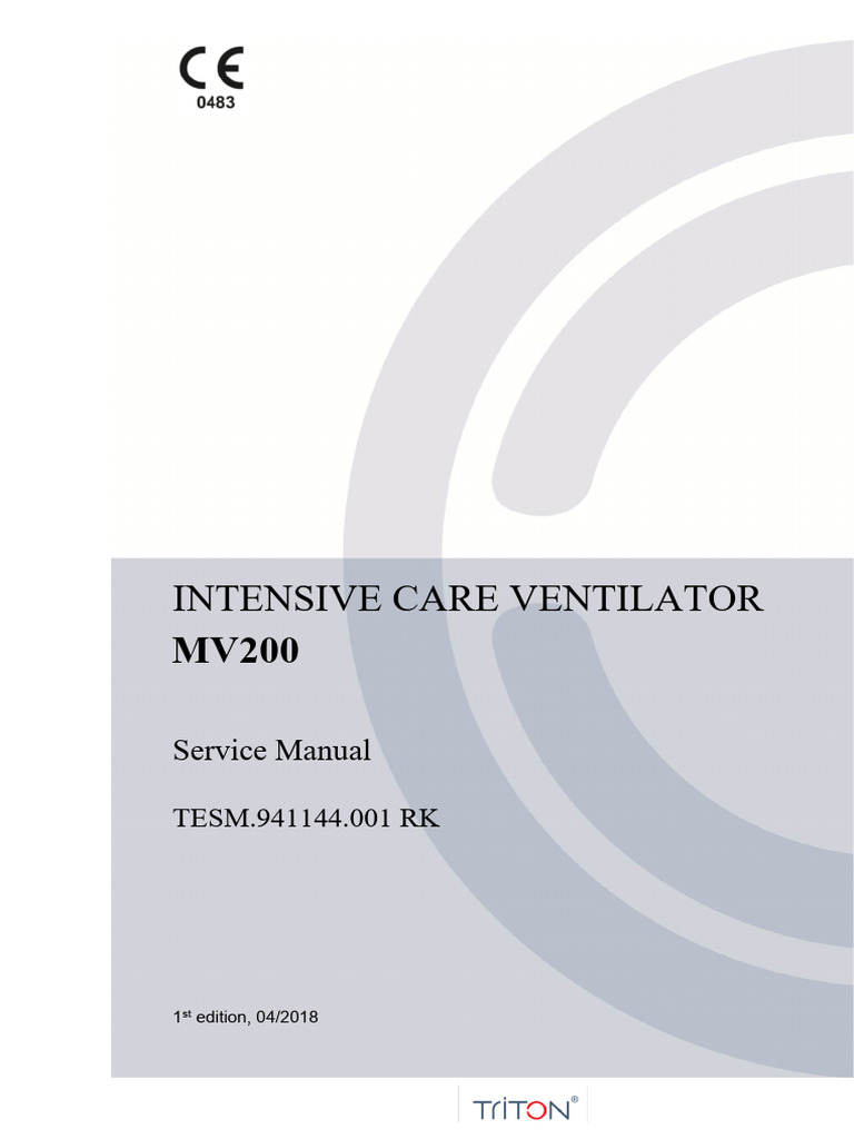 Service Manual MV200 Ver.1 | PDF | Breathing | Power Supply