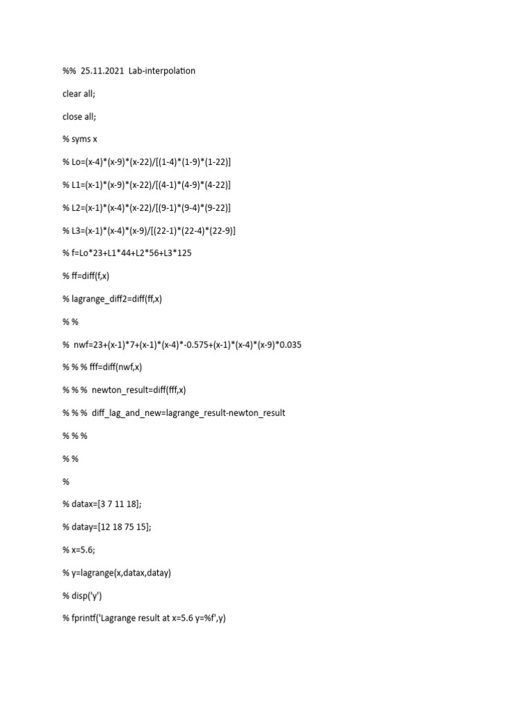 Lab Interp | PDF | Interpolation | Applied Mathematics