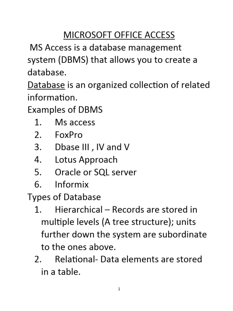 MS Access | PDF | Databases | Microsoft Access