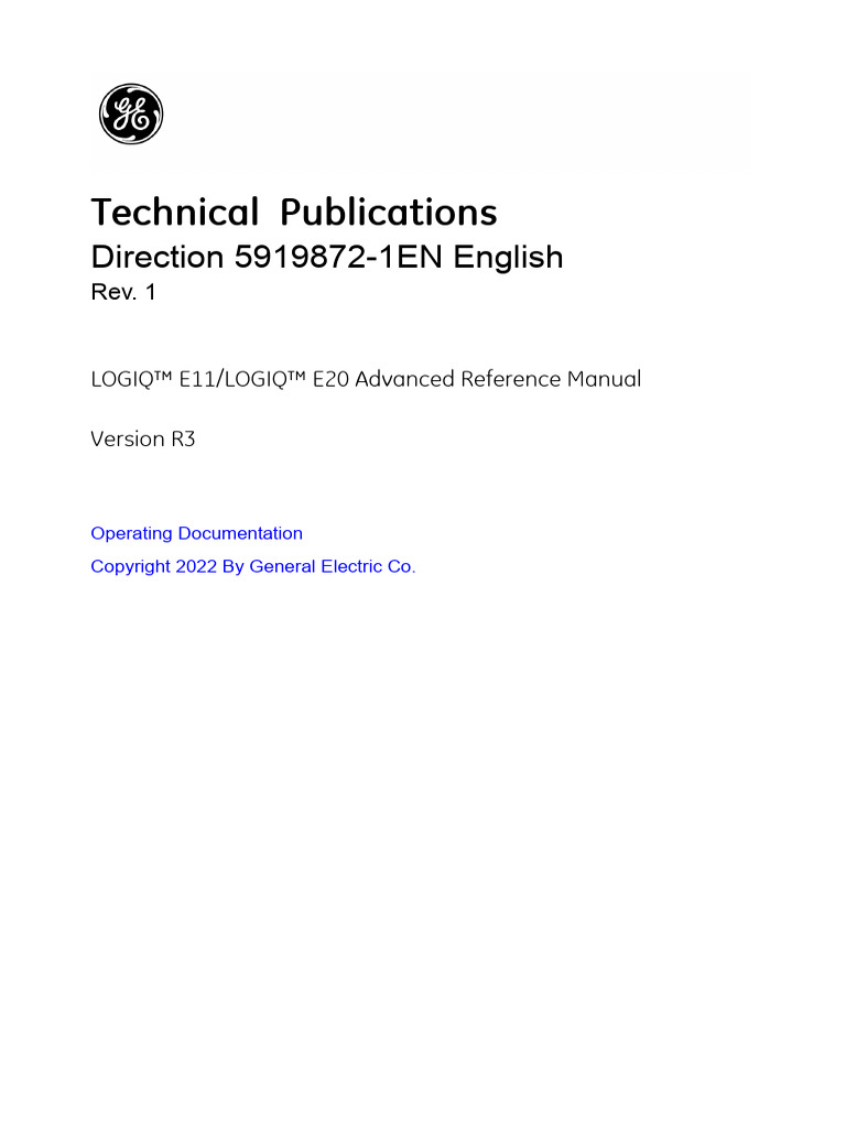 LOGIQ E11LOGIQ E20 R3 English Advanced Reference Manual (Domestic) - UM - 5919872-1EN - 1 | PDF ...