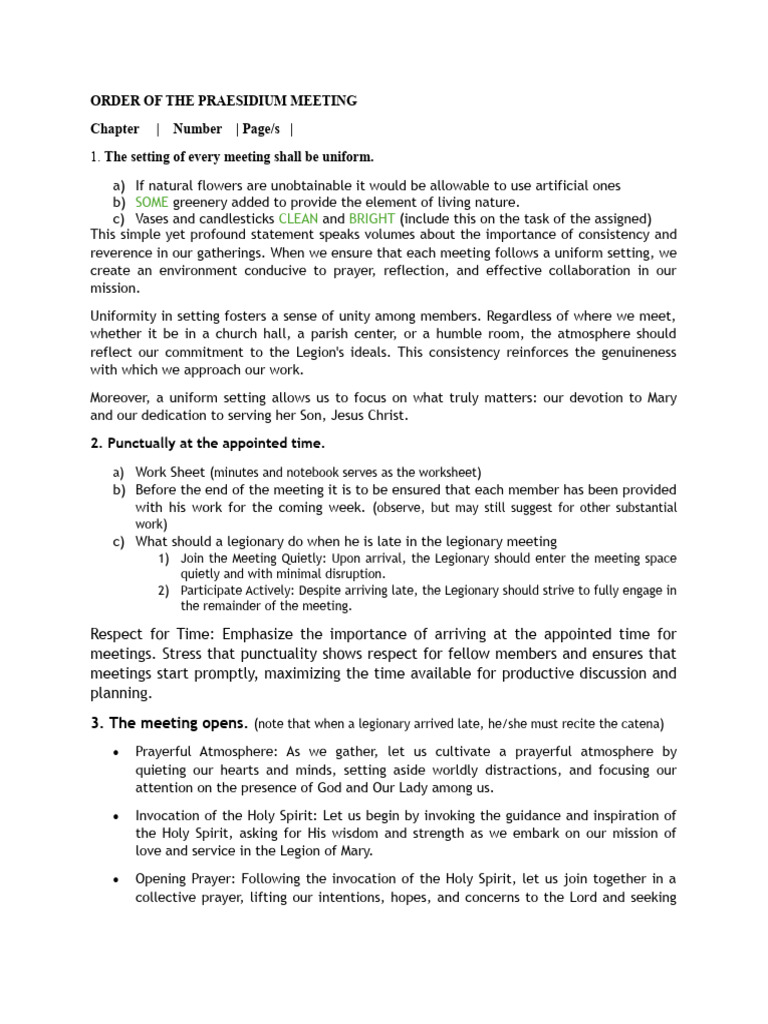 Order of Praesidium Meeting Protocols | PDF | Rosary | Prayer